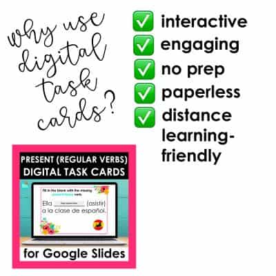 Regular Present Tense Verbs Digital Task Cards for Google Slides - La ...