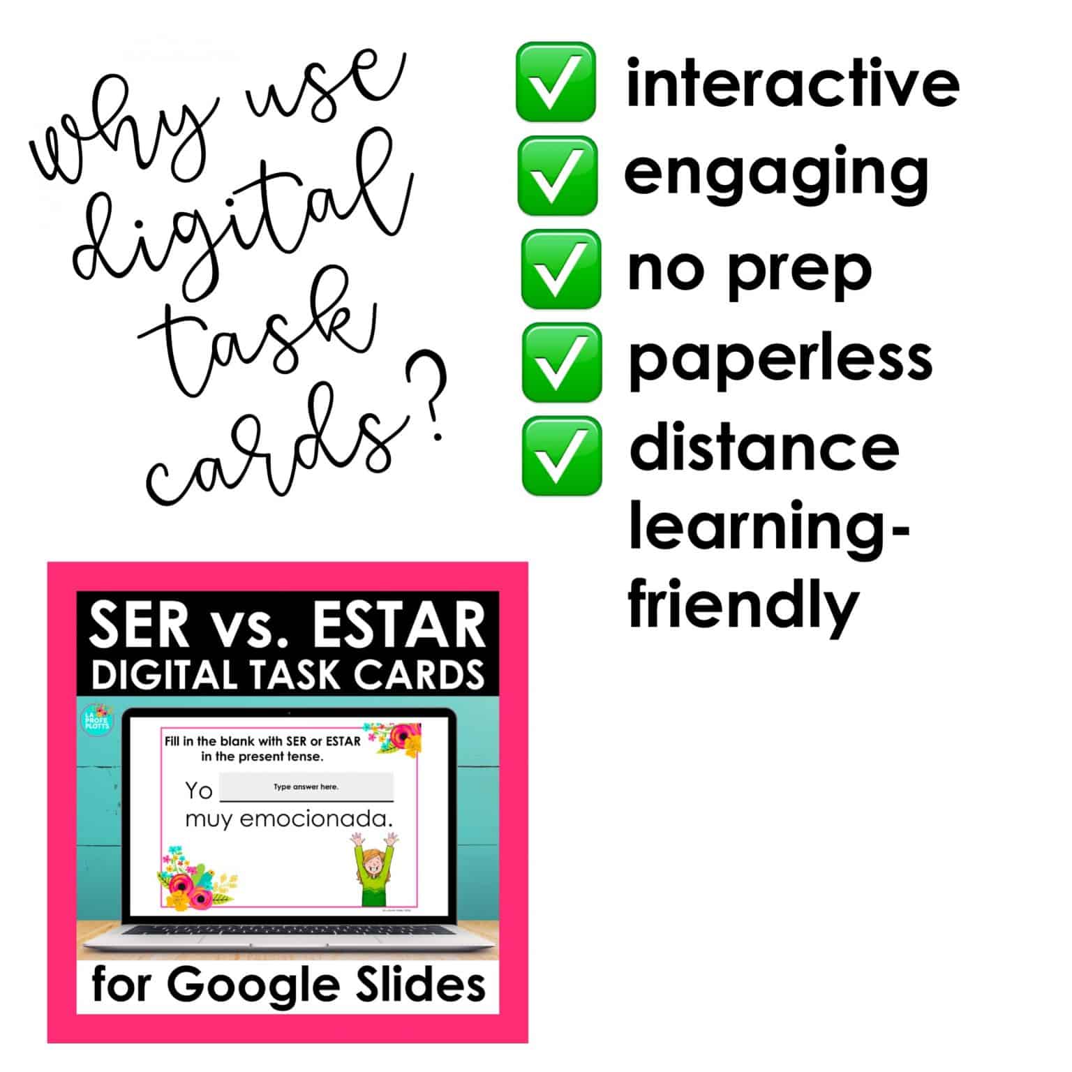 SER vs ESTAR Digital Task Cards for Google Slides - La Profe Plotts