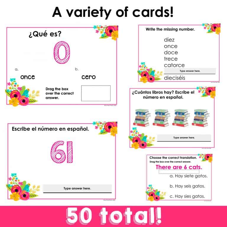 Spanish Numbers 0-100 Digital Task Cards for Google Slides - La Profe ...