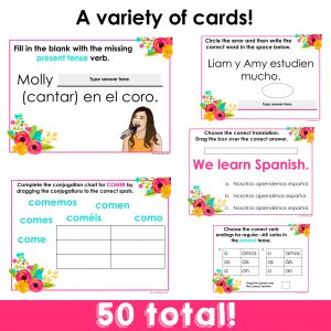 Regular Present Tense Verbs Digital Task Cards for Google Slides - La ...