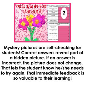Día de San Valentín Regular Present Tense Verbs Digital Mystery Picture ...