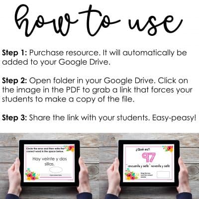 Spanish Numbers 0-100 Digital Task Cards for Google Slides - La Profe ...