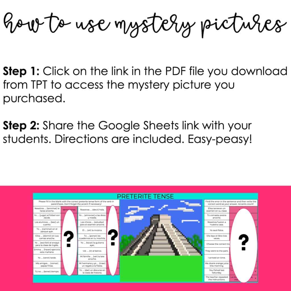 Preterite Tense Digital Mystery Picture - Chichen Itza - La Profe Plotts