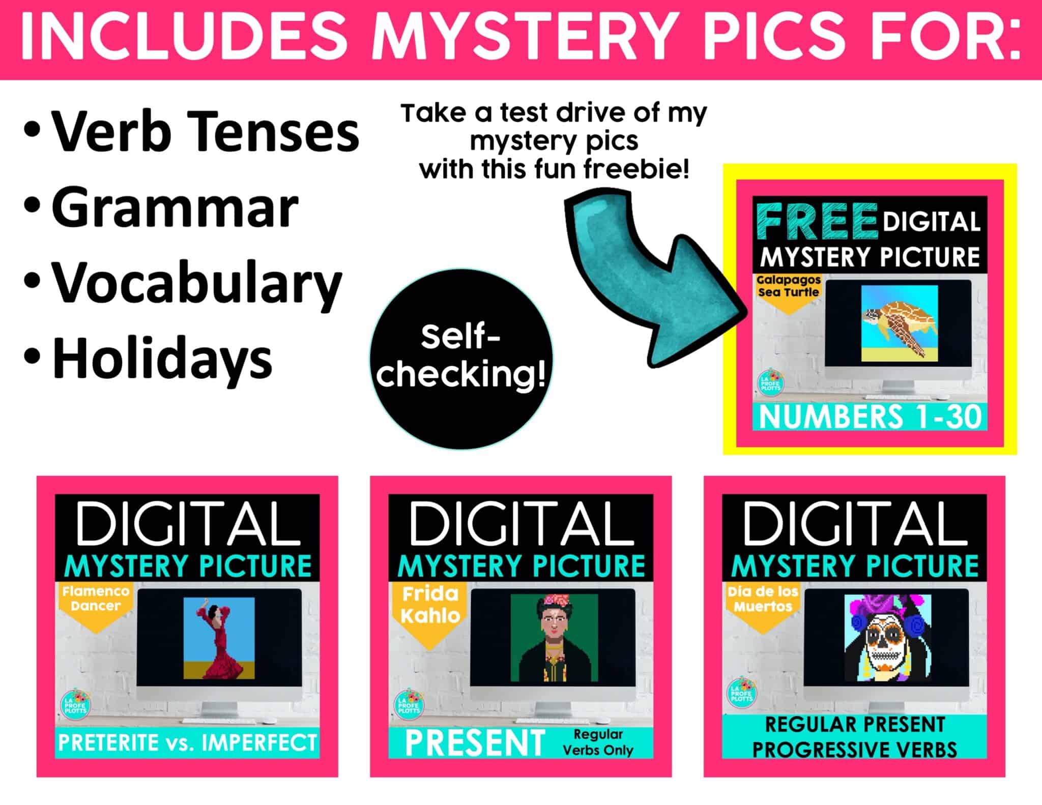 Spanish Digital Mystery Picture Mega Bundle - La Profe Plotts