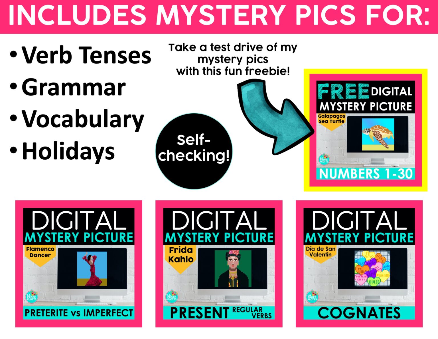 Spanish Pixel Art Mega Bundle | Digital Mystery Pictures - La Profe Plotts