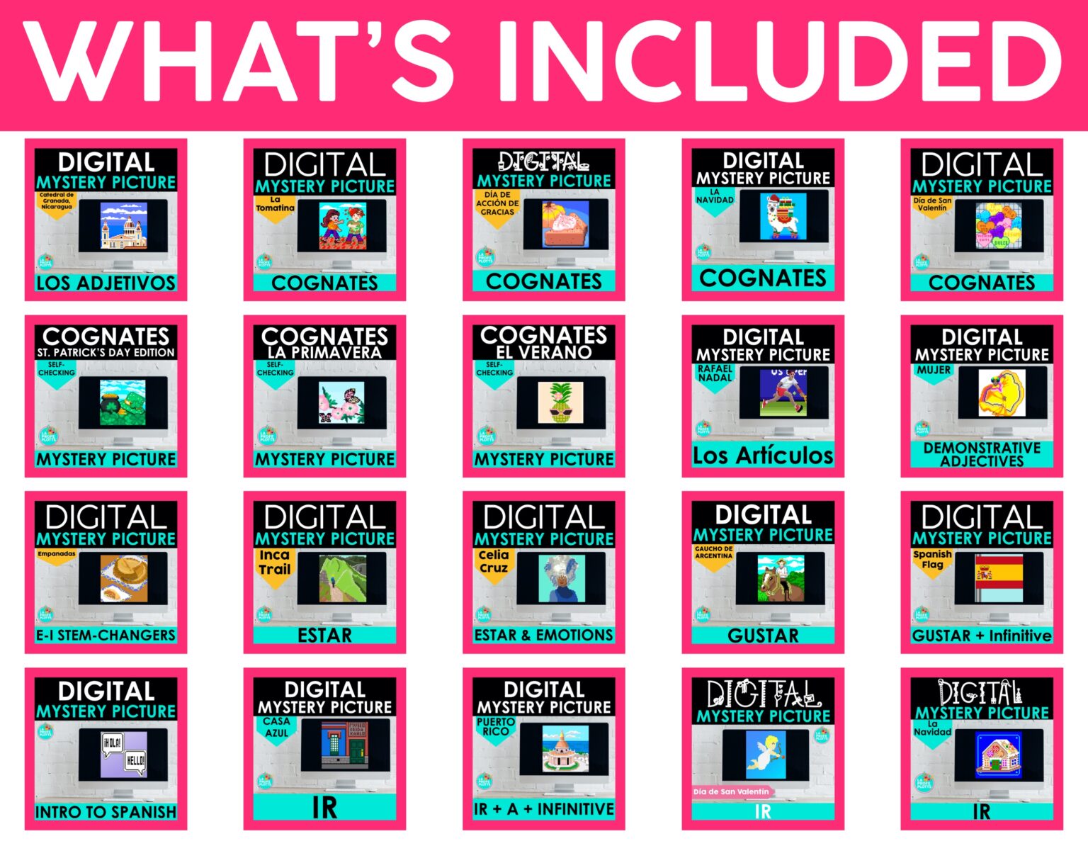 Spanish Pixel Art Mega Bundle | Digital Mystery Pictures - La Profe Plotts