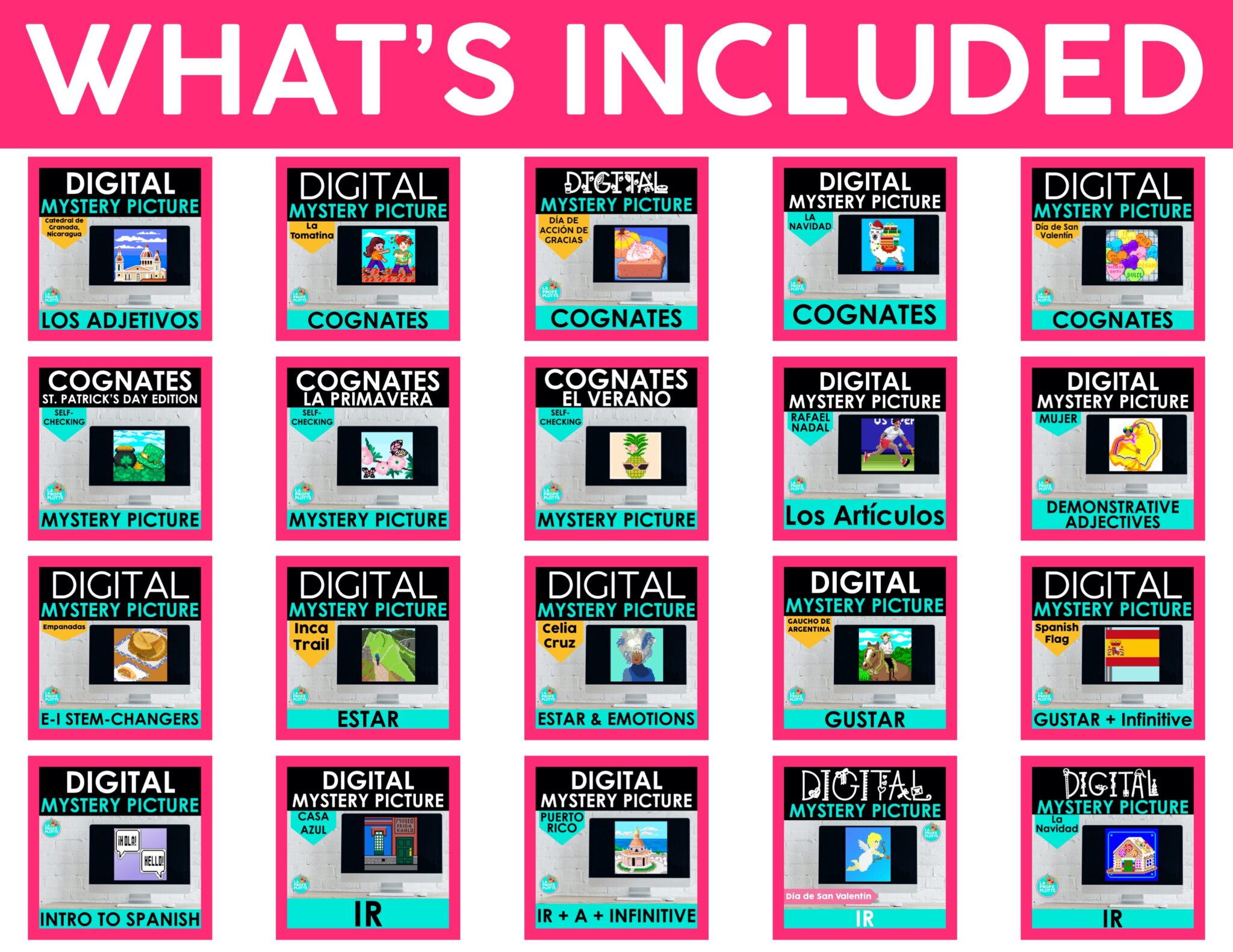 Spanish Pixel Art Mega Bundle | Digital Mystery Pictures - La Profe Plotts