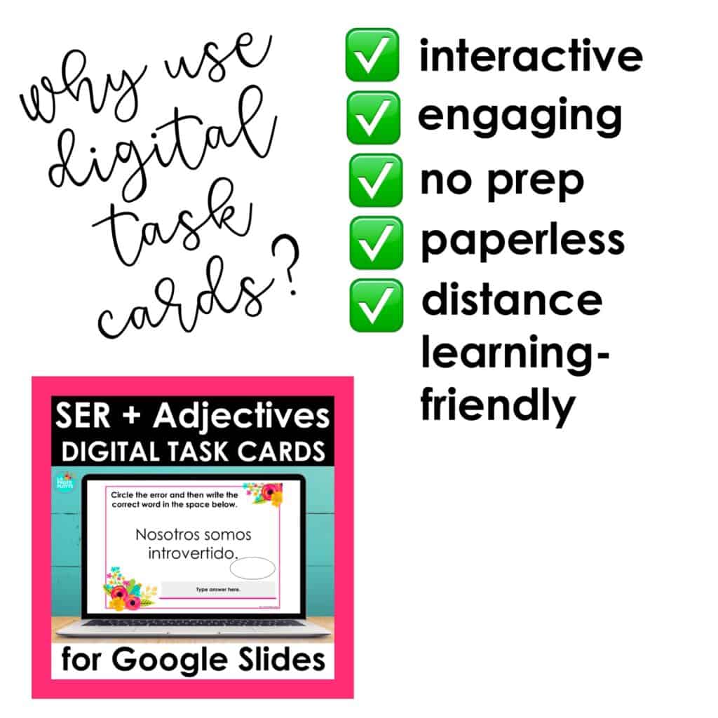 SER & Adjectives Digital Task Cards for Google Slides - La Profe Plotts