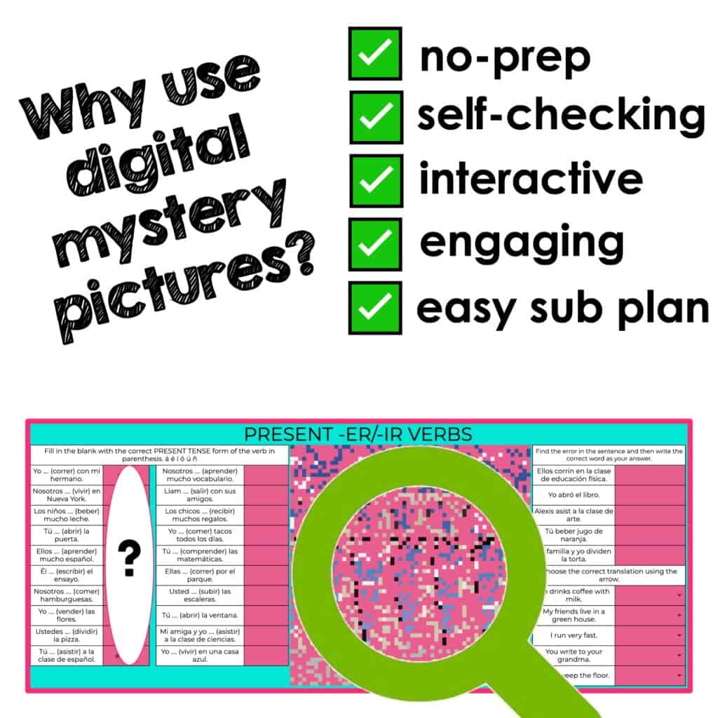 Present ER IR Verbs Digital Mystery Picture - La Profe Plotts