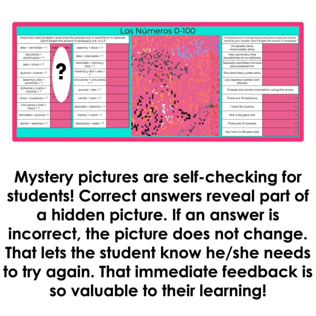 Spanish Numbers 0-100 Digital Mystery Picture - La Profe Plotts