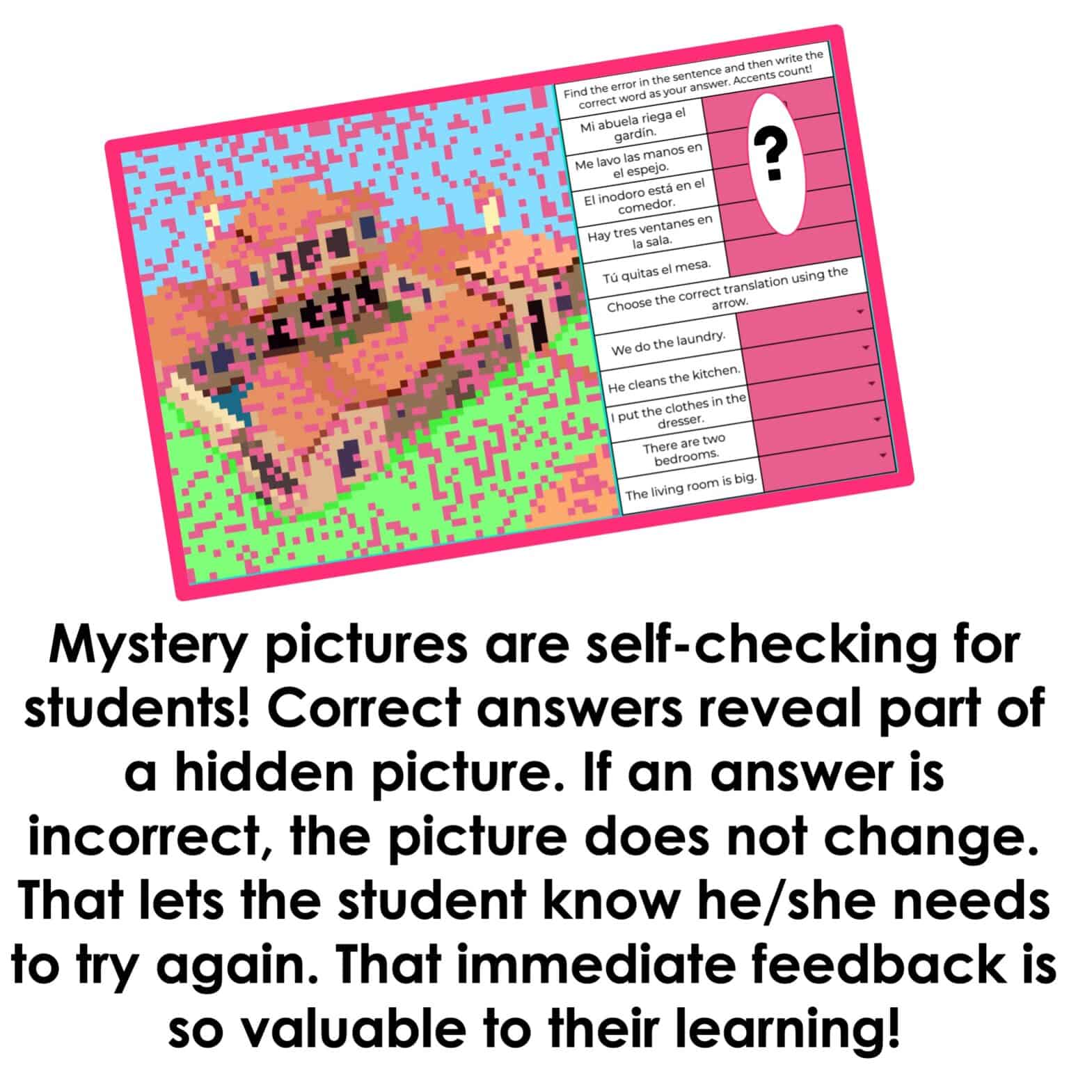 Spanish House and Chore Vocabulary Digital Mystery Picture - La Profe ...