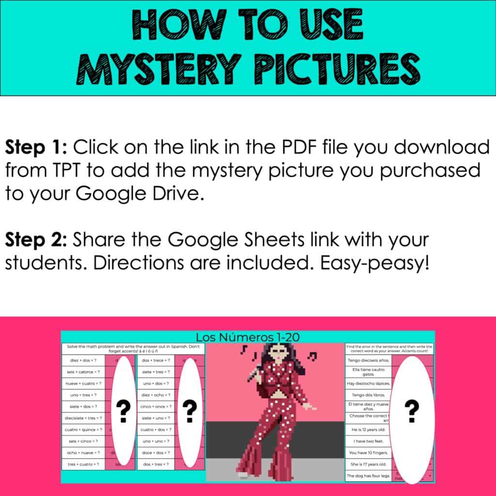 Spanish Numbers 1-20 Digital Mystery Picture - La Profe Plotts