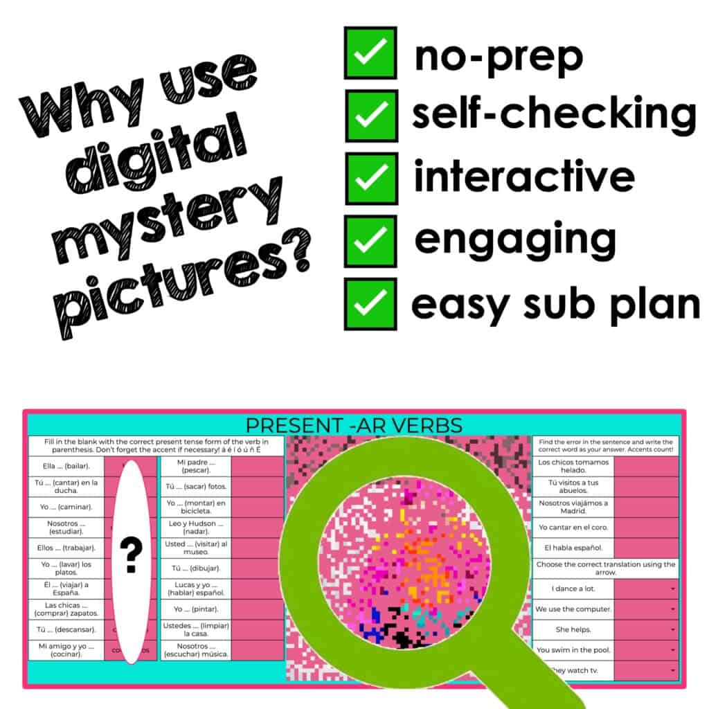 Present AR Verbs Digital Mystery Picture | Winter - La Profe Plotts