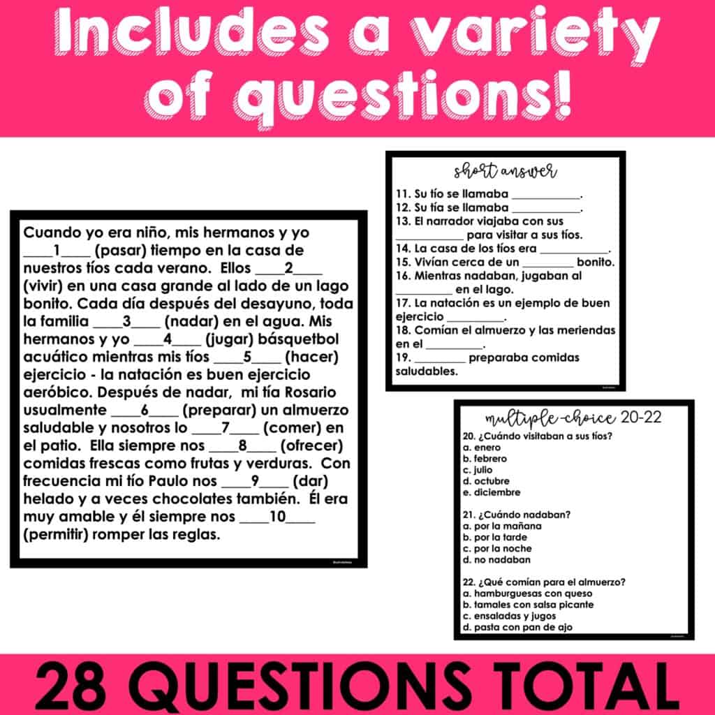 Regular Imperfect Verbs Reading Mystery Picture - La Profe Plotts