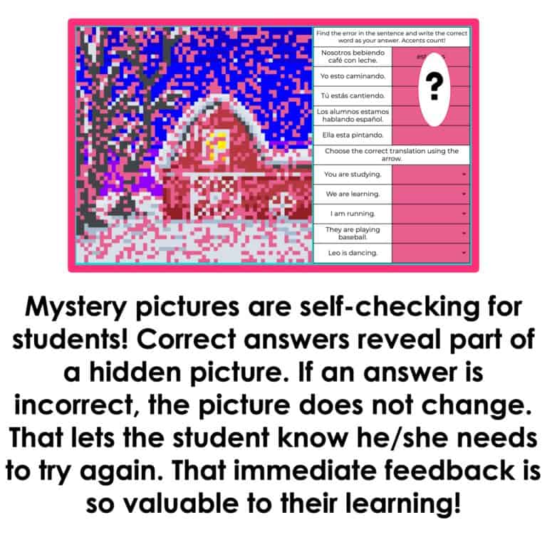 Regular Present Progressive Verbs Digital Mystery Picture - Winter - La ...