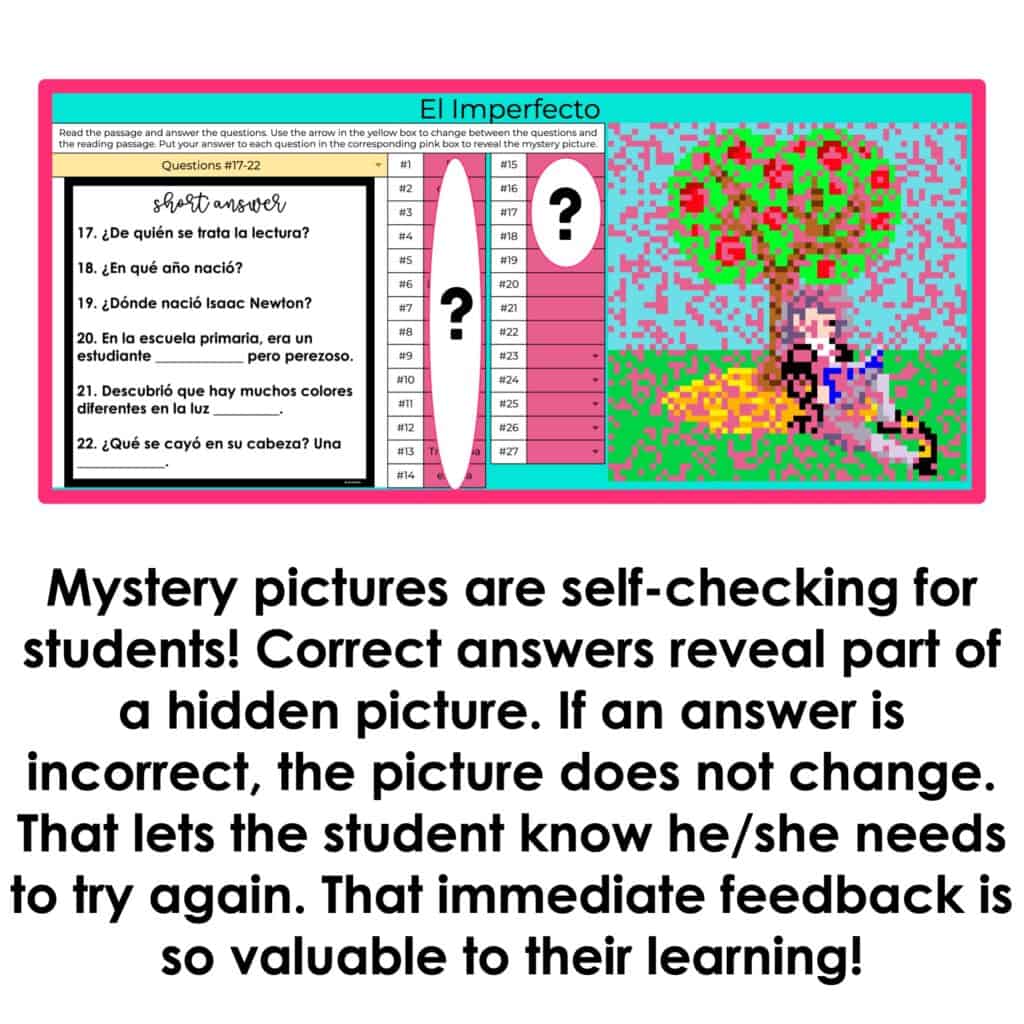 Imperfect Tense Reading Comprehension Mystery Picture - La Profe Plotts