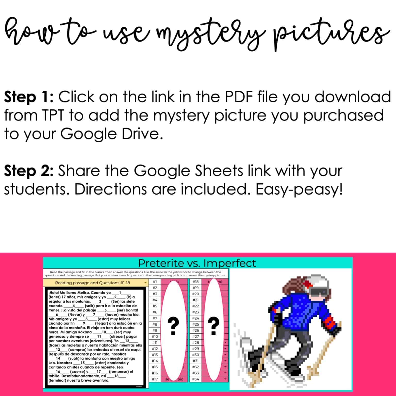 Preterite vs Imperfect Reading Comprehension Mystery Picture - La Profe ...