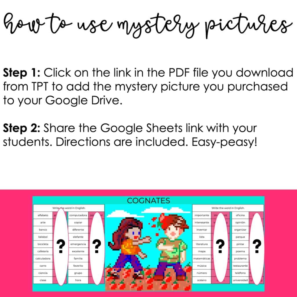 Cognates Digital Mystery Picture - La Tomatina - La Profe Plotts