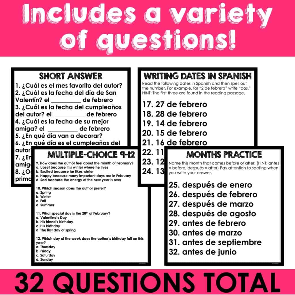 La Fecha Reading Comprehension Mystery Picture - La Profe Plotts