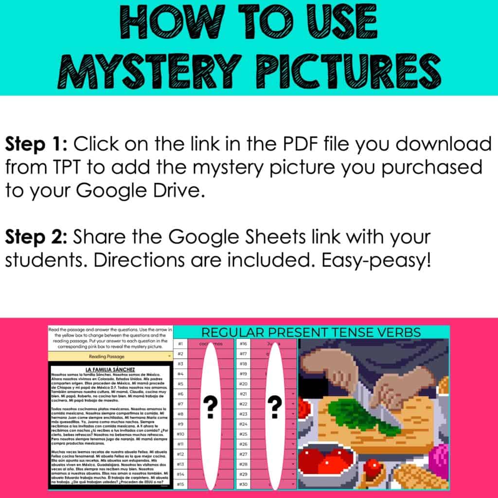 Regular Present Tense Verbs Reading Comprehension Mystery Picture - La ...