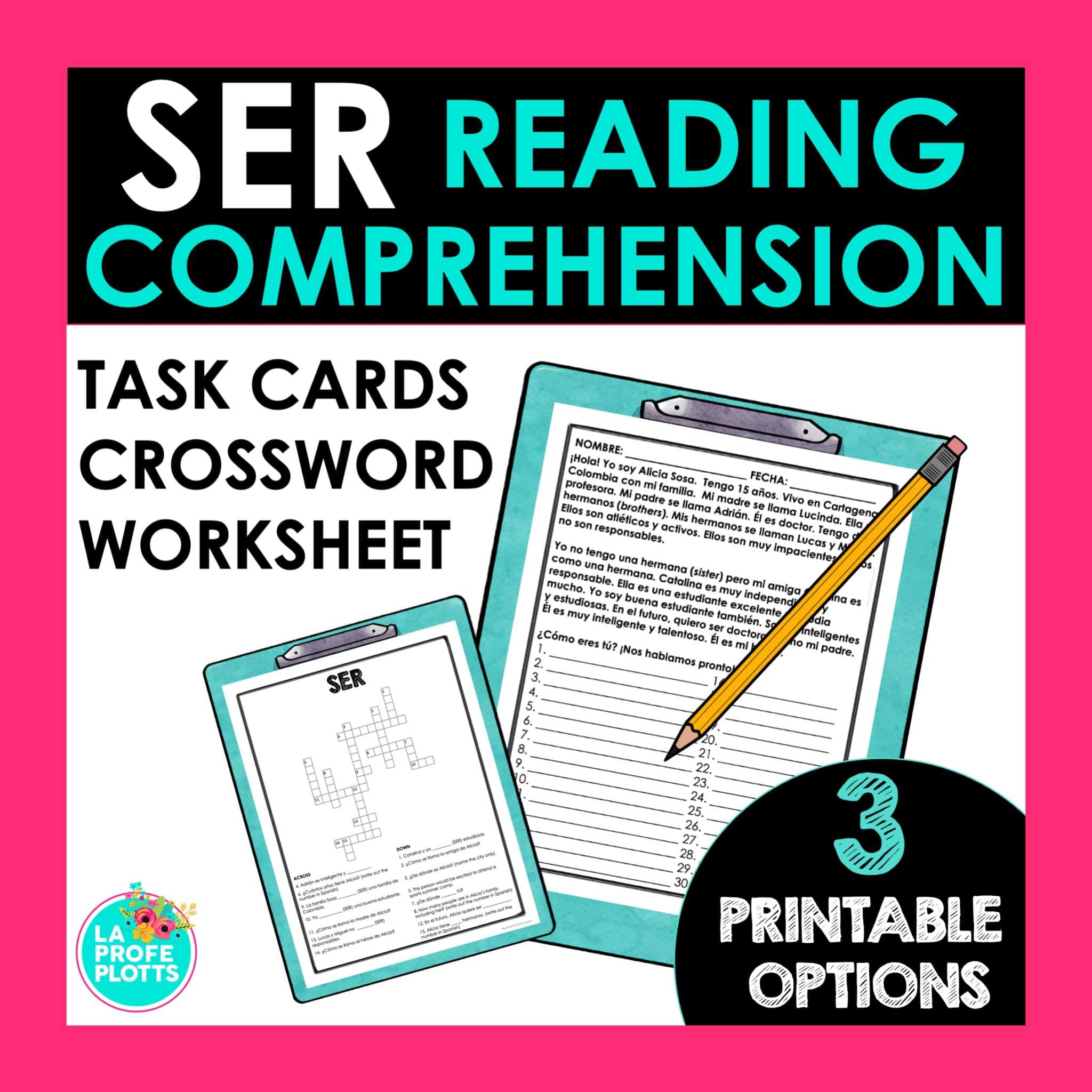 Spanish Sub Plans | SER Reading Comprehension Activities - La Profe Plotts