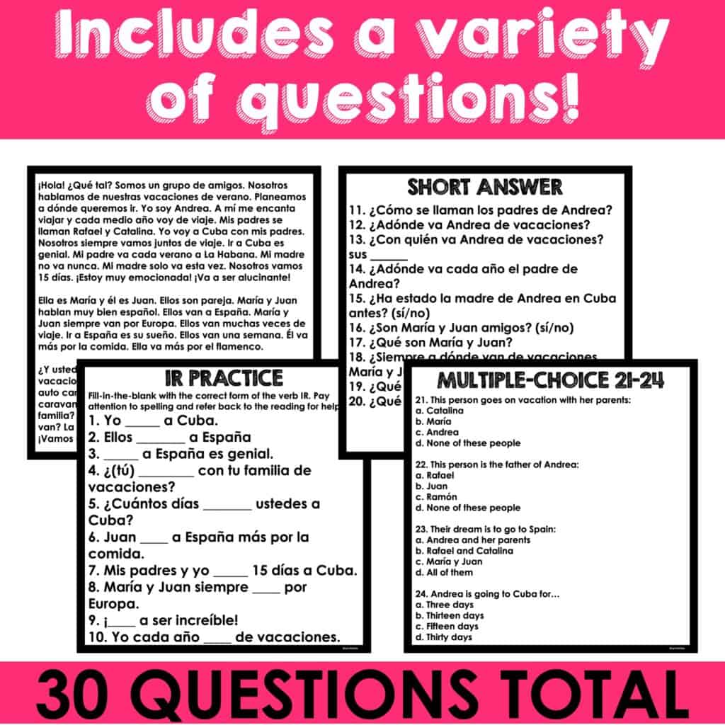 IR Spanish Reading Comprehension Mystery Picture - La Profe Plotts