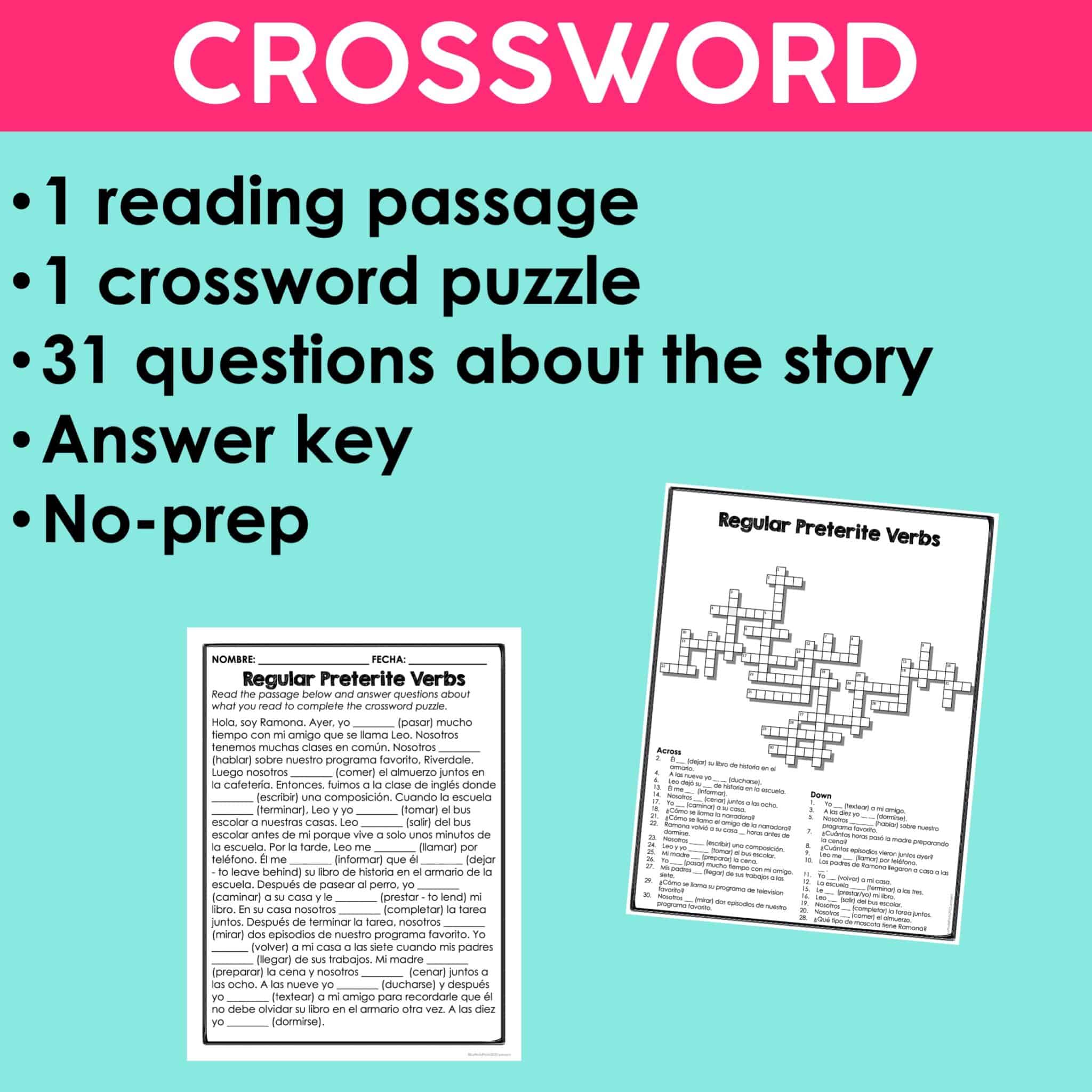 Spanish Sub Plans | Regular Preterite Verbs Reading Comprehension ...