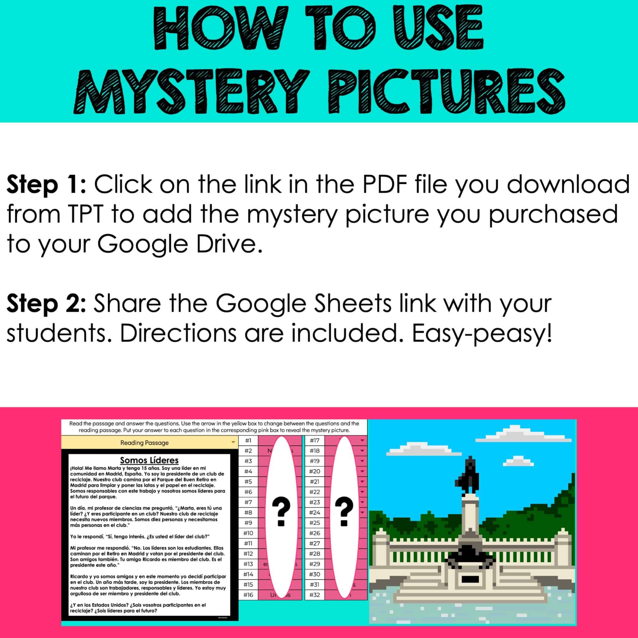 Subject Pronouns and SER Reading Comprehension Mystery Picture - La ...