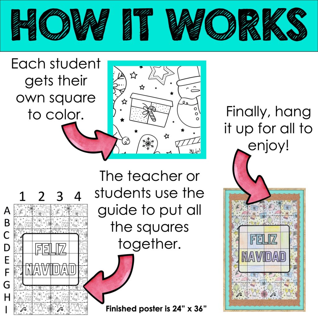 Spanish Christmas Activity Feliz Navidad Collaborative Poster #2 - La ...