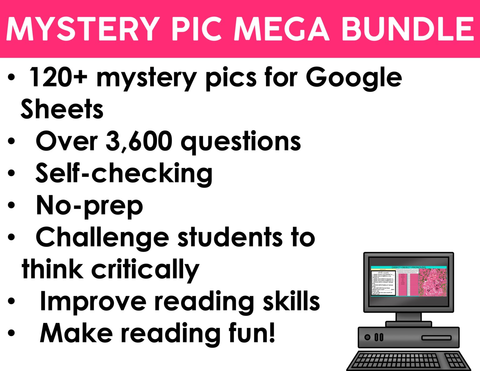 Spanish Reading Comprehension Pixel Art Mega Bundle Spanish Pixel Art ...