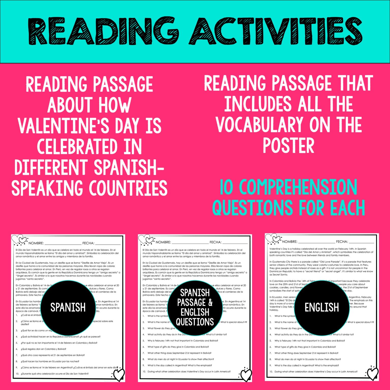 Spanish Valentine's Day Collaborative Poster Bundle - La Profe Plotts