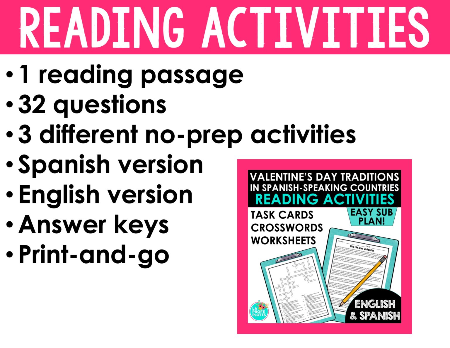 Spanish Valentine's Day Activities Bundle - La Profe Plotts