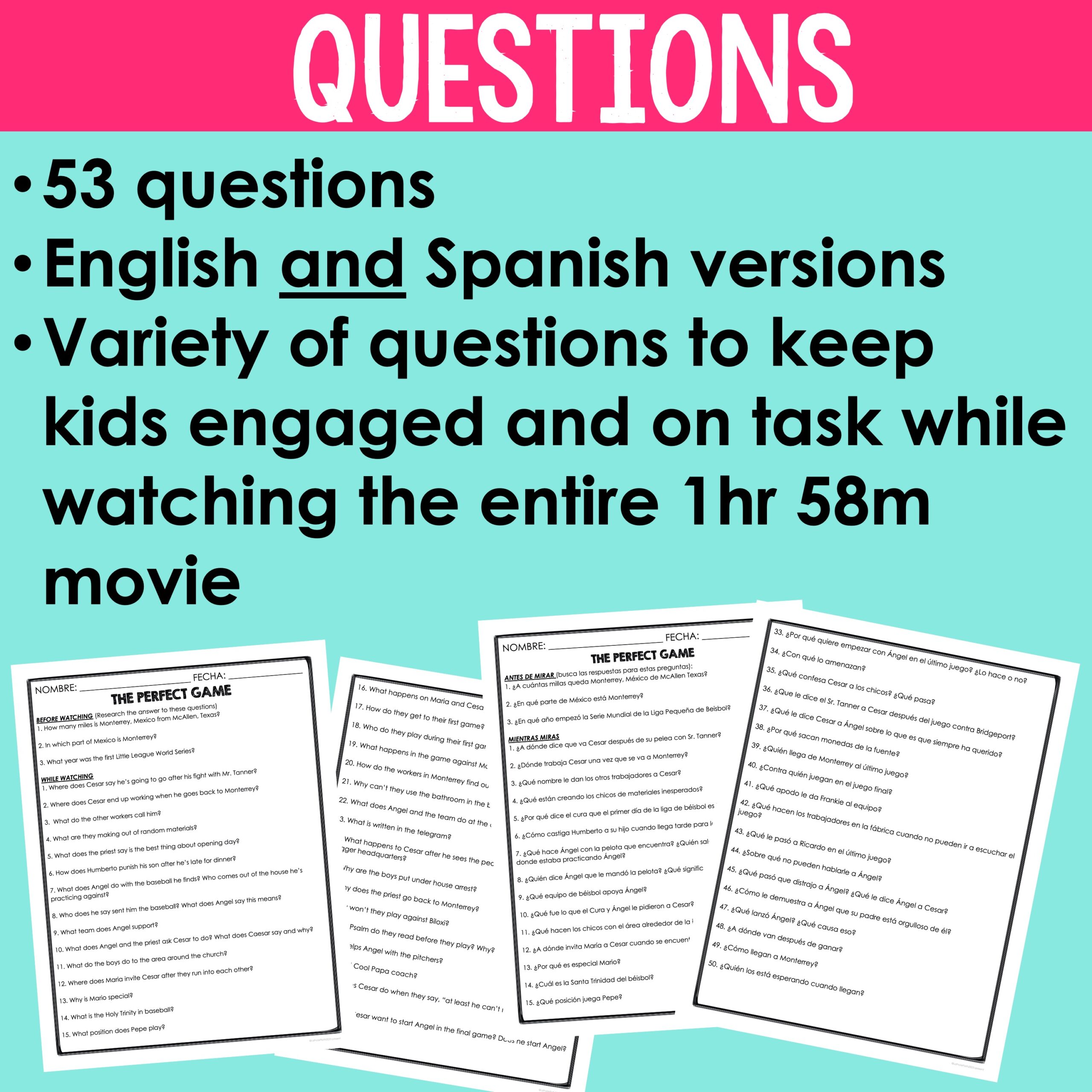 The Perfect Game Movie Questions - La Profe Plotts