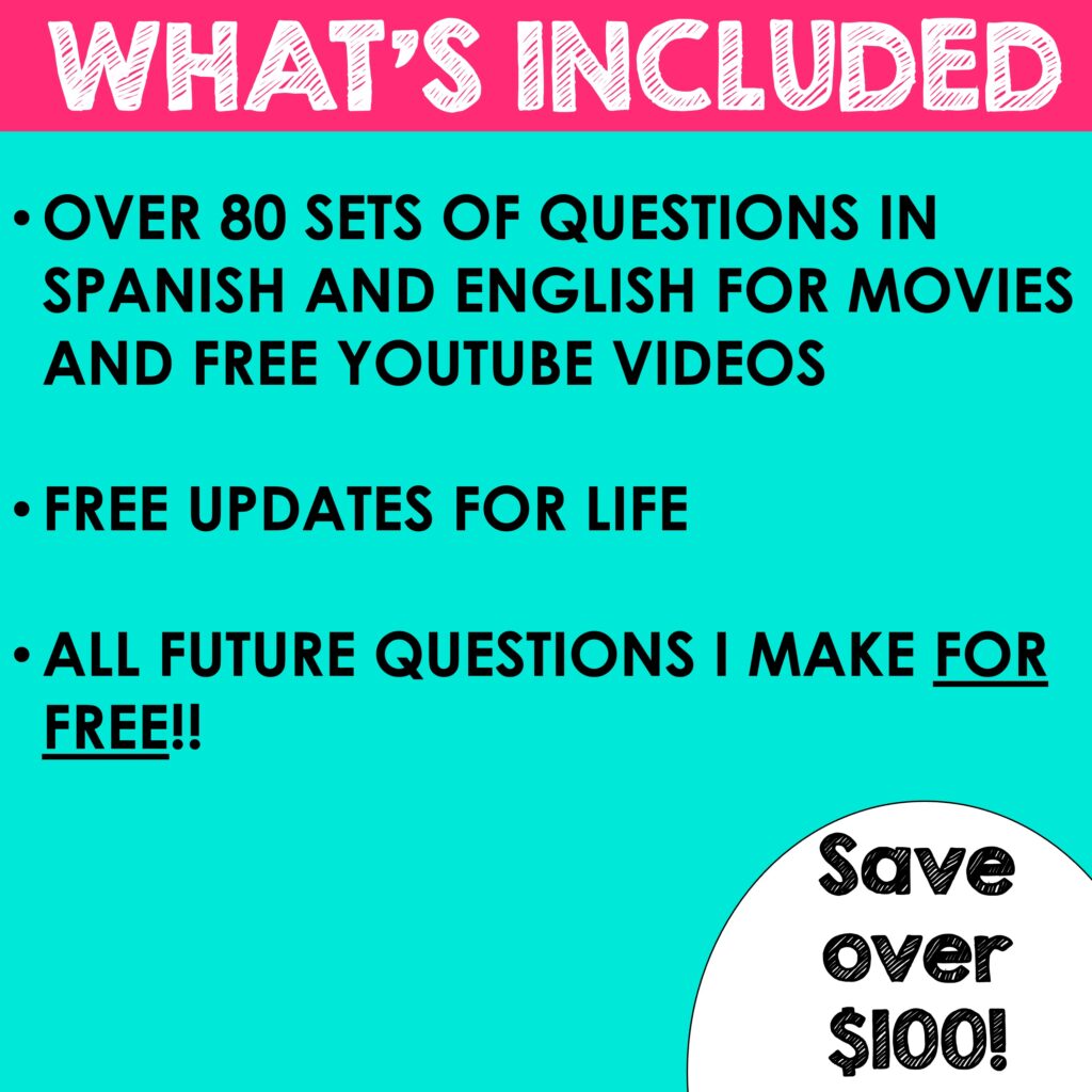 Spanish Class Movie Question Mega Bundle | Spanish Movie and Video ...