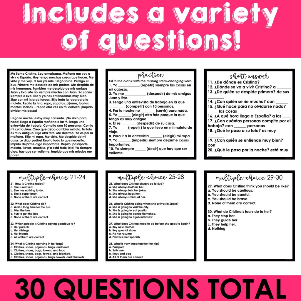E-I Stem-Changers Reading Mystery Picture - La Profe Plotts