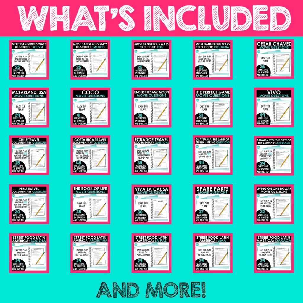 Spanish Class Movie Question Mega Bundle - La Profe Plotts