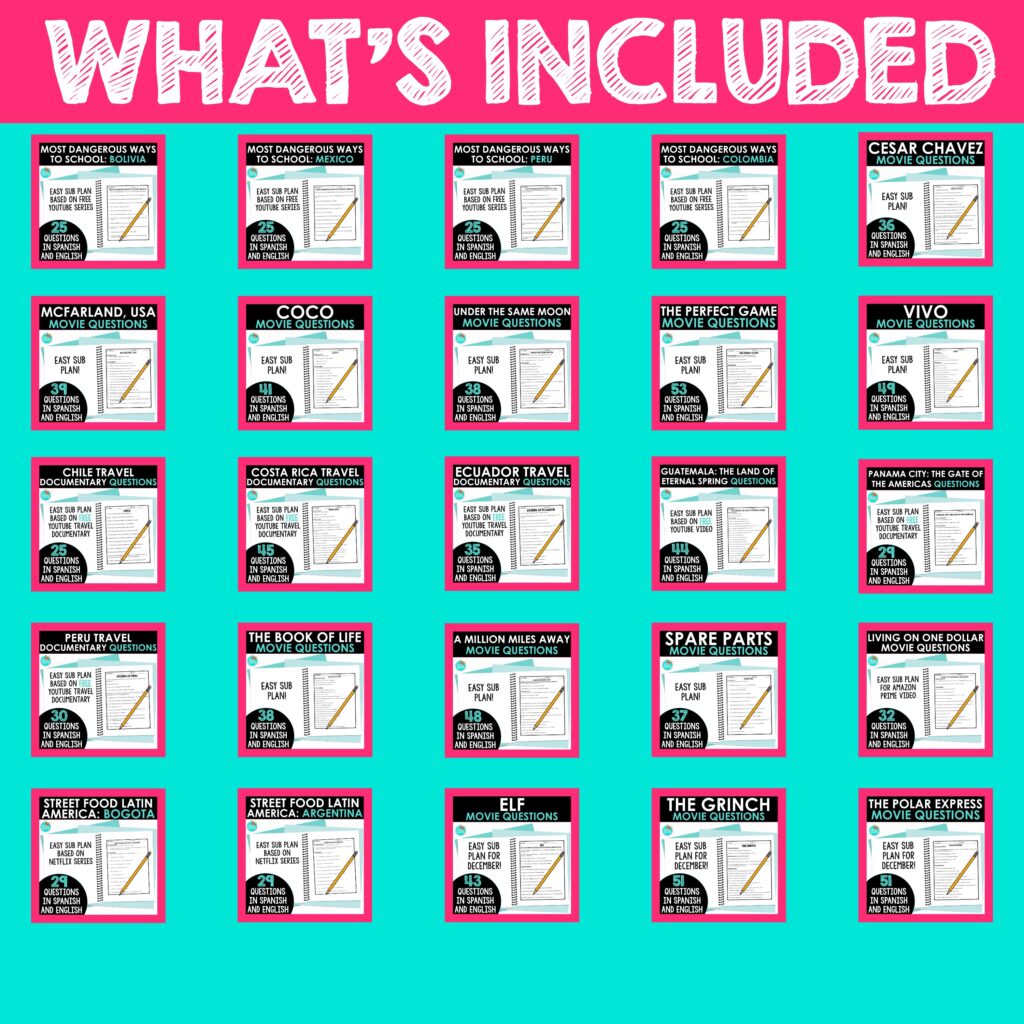 Spanish Class Movie Question Mega Bundle | Spanish Movie Guides - La ...