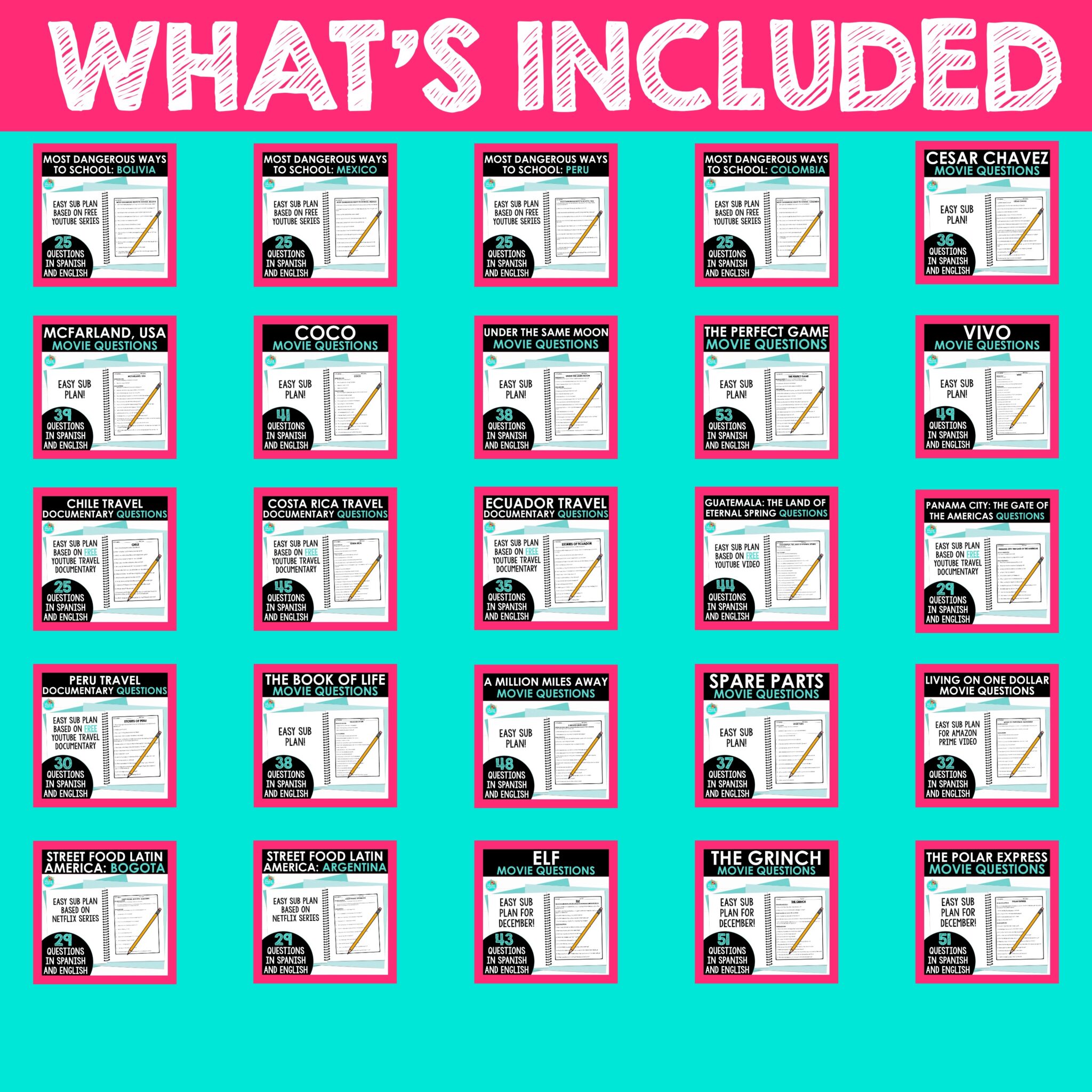 Spanish Class Movie Question Mega Bundle | Spanish Movie Guides - La ...