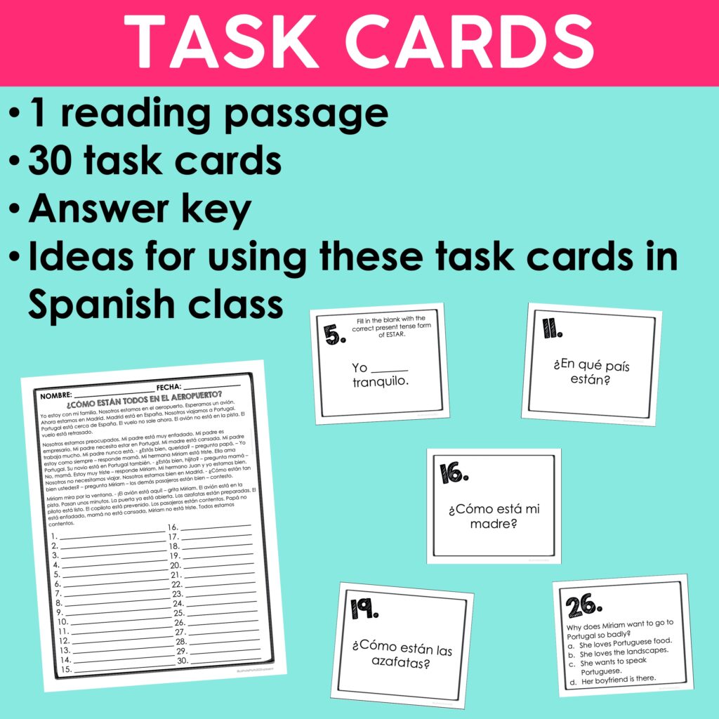 Spanish Sub Plans | ESTAR Reading Activities - La Profe Plotts