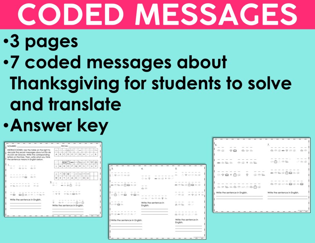 Spanish Thanksgiving Activities Bundle - La Profe Plotts