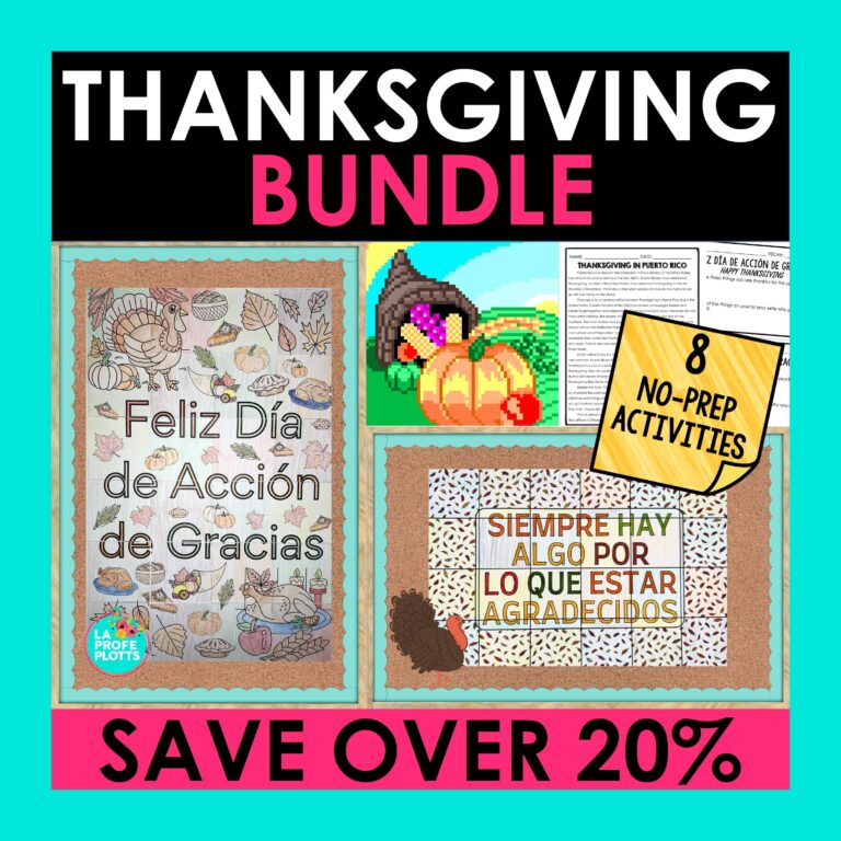 Spanish Thanksgiving Activities Bundle - La Profe Plotts