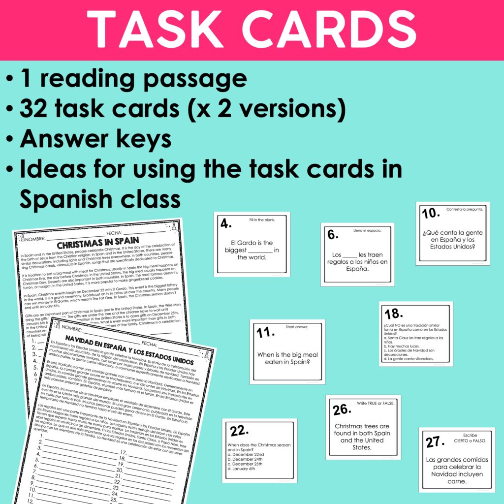 Christmas in Spain Reading Activities - Spanish Sub Plans - La Profe Plotts