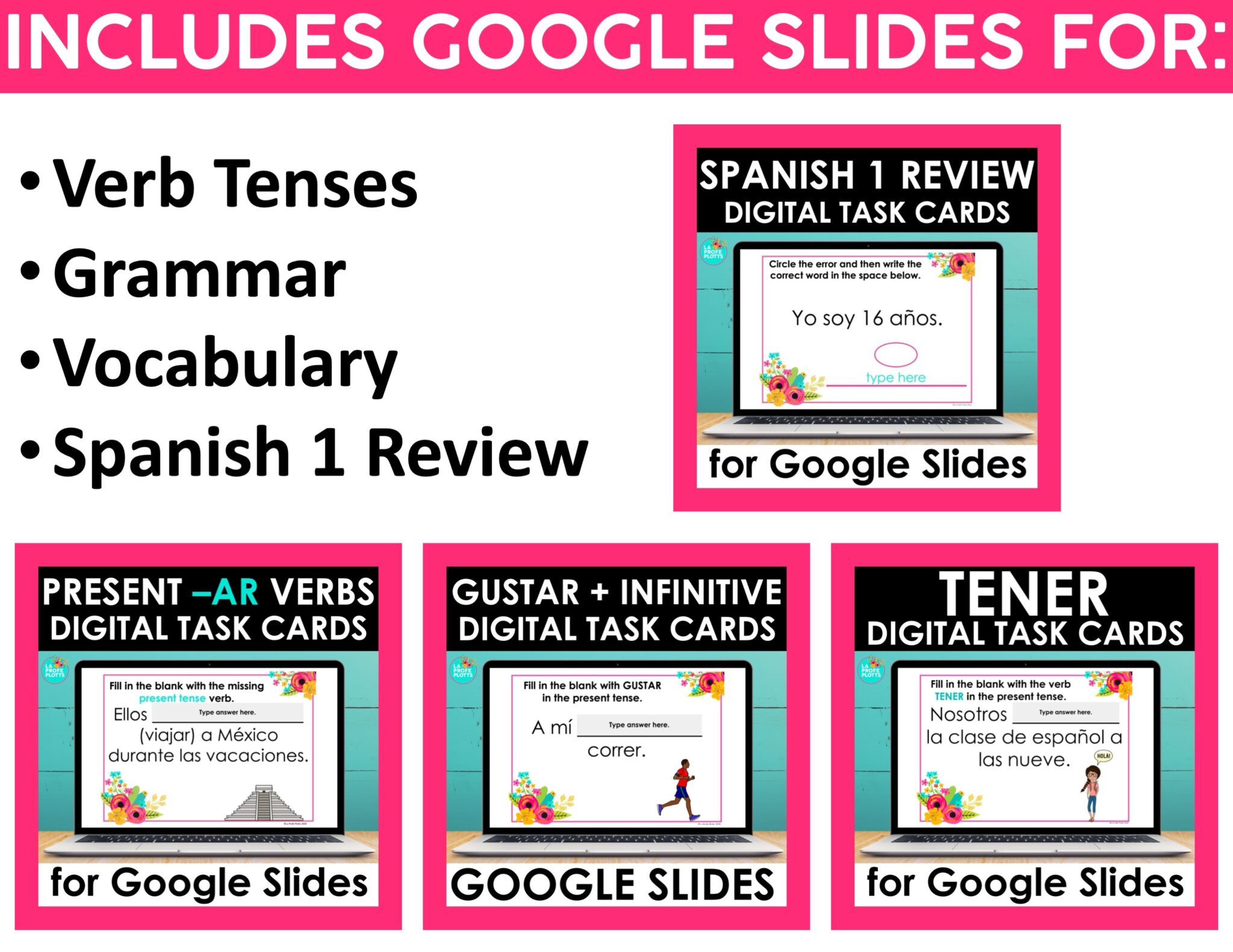 Spanish 1 Google Activities Bundle - La Profe Plotts