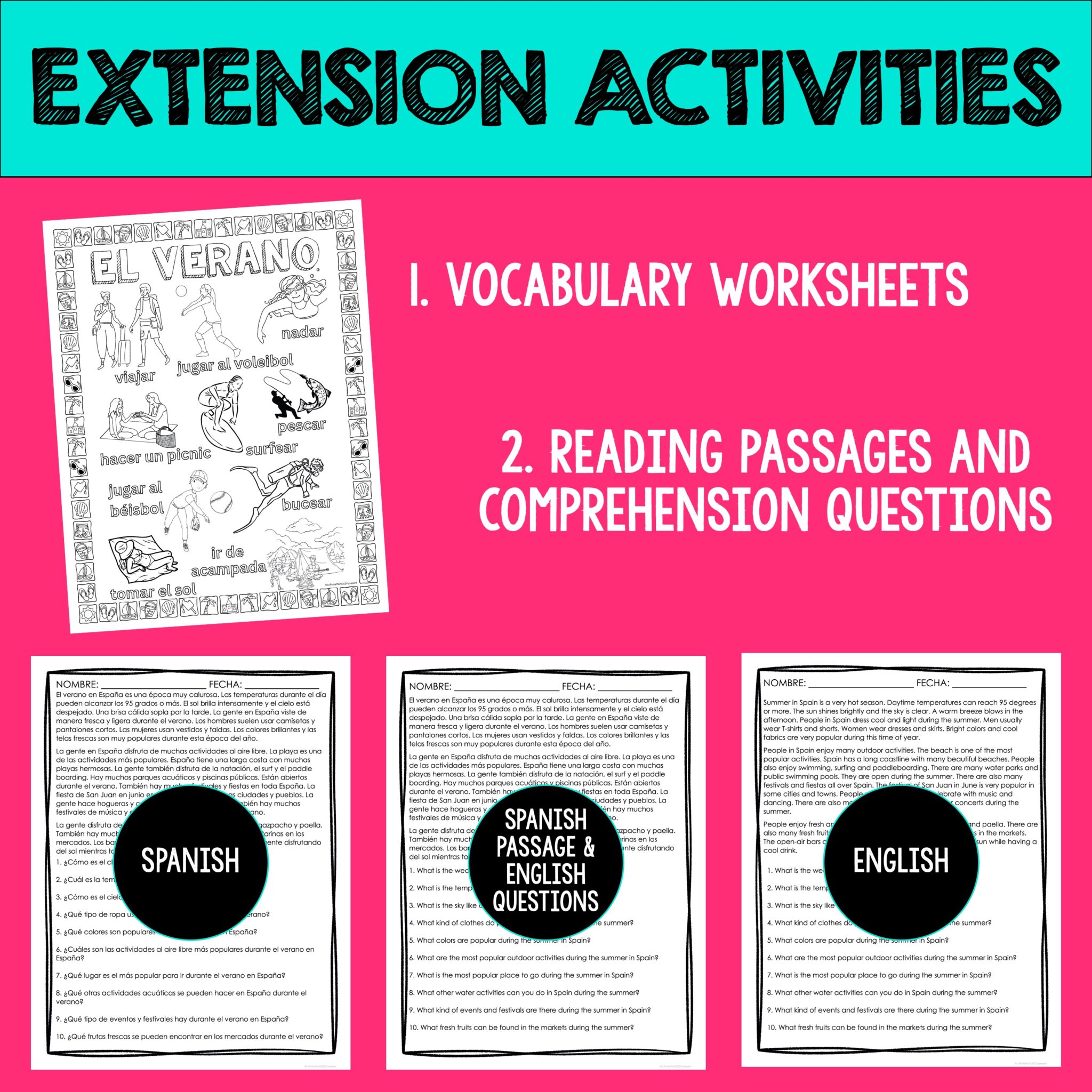 Spanish Summer Collaborative Poster Bundle - La Profe Plotts