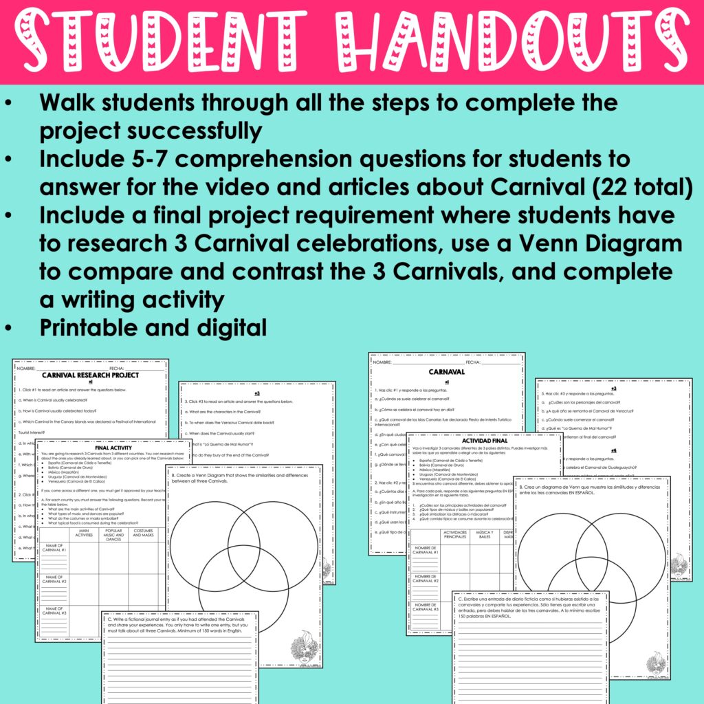 Carnival Research Project Spanish Carnaval Activity Digital and ...